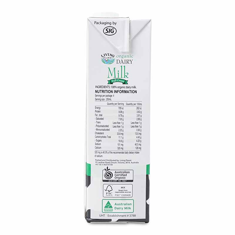 Living Planet Organic Full Cream UHT Milk, 1L