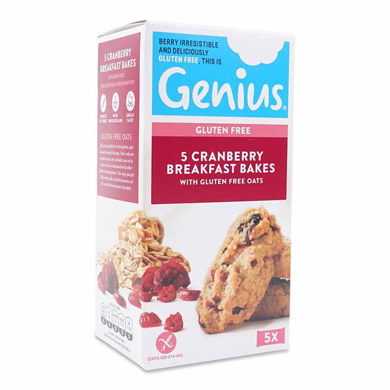 genius Gluten Free Oat & Cranberry Bake, 5 x 140g