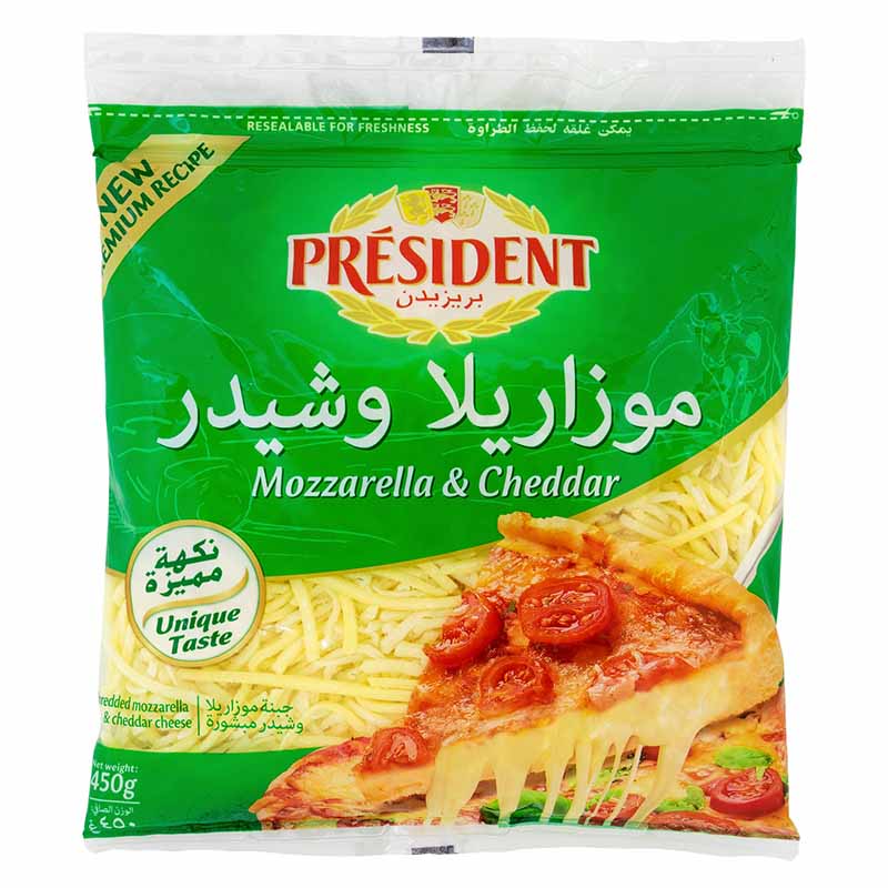 HALAL PRESIDENT SHREDDED MOZZ & CHED VP 450G