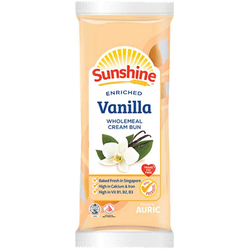 Sunshine Wholemeal Cream Bun Vanilla, 65g