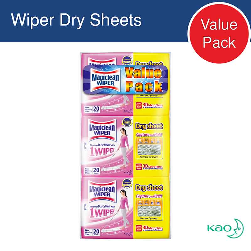 Kao Dry Wiper Sheets Value Pack - 3X20s