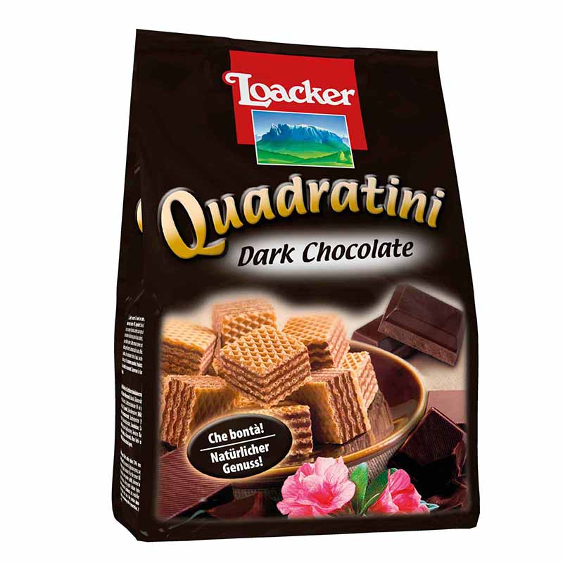 Loacker Quadratini Wafer Dark Chocolate, 250g