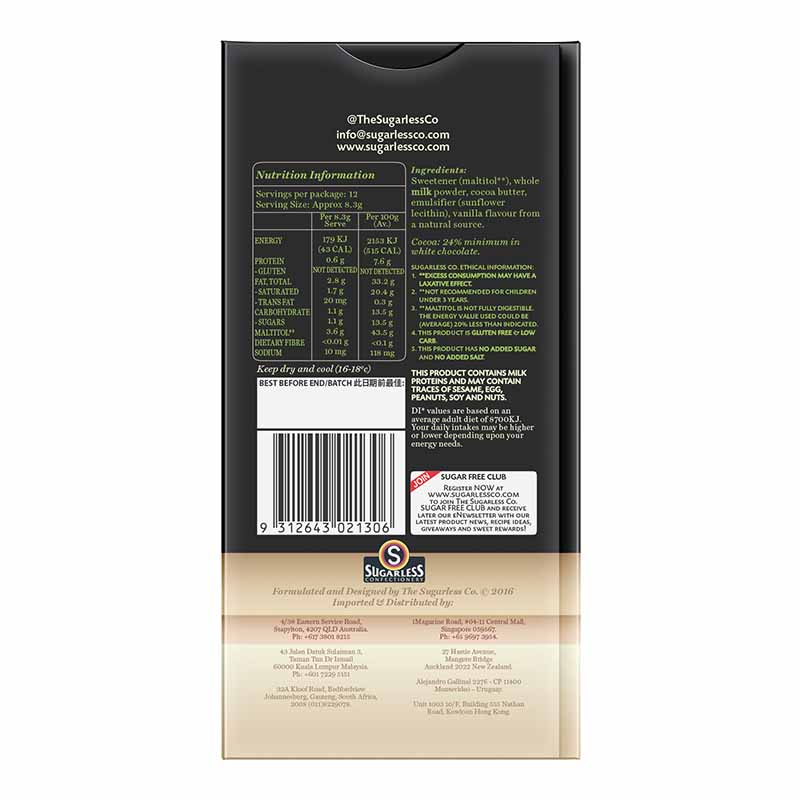 Sugarless Creamy White Chocolate 100g