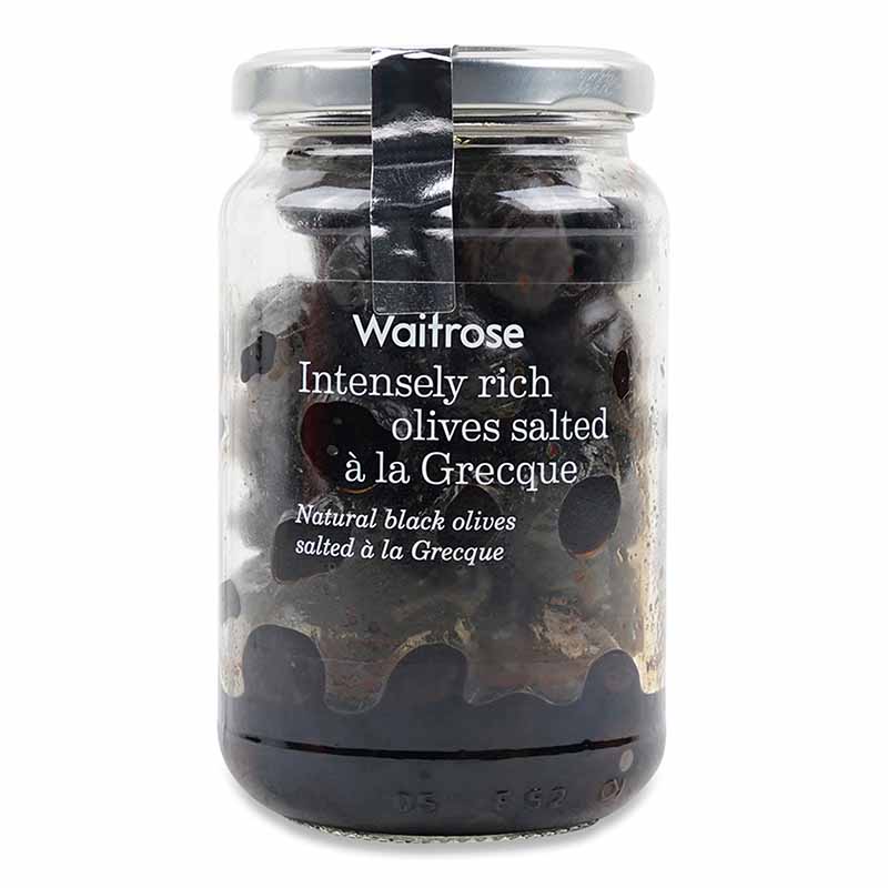 Waitrose Olives Black Ala Grecque 235G