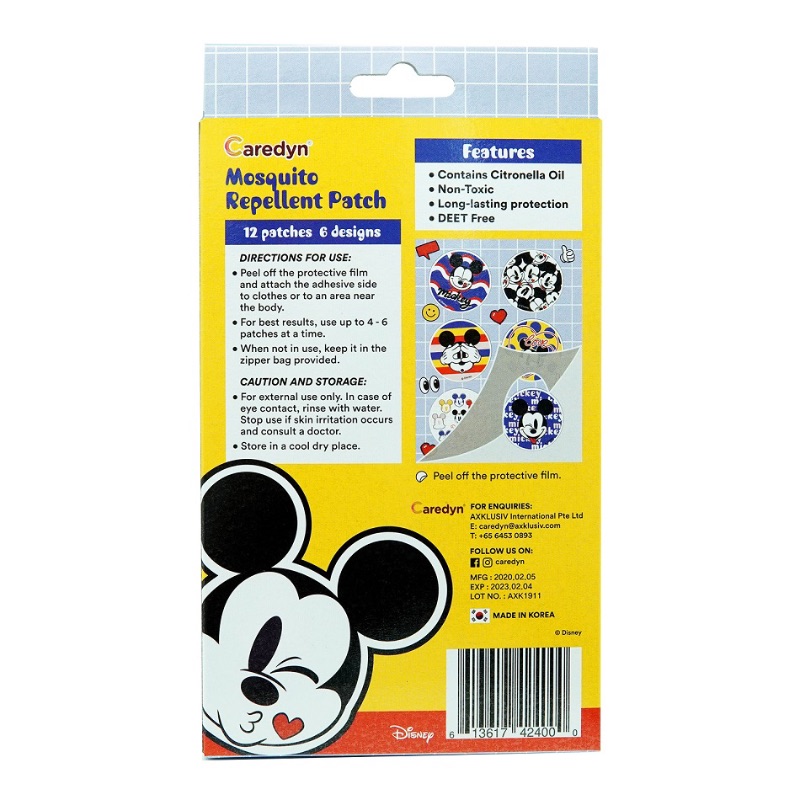 Caredyn Disney Mickey Thing Mosquito Repellent Patch 12s