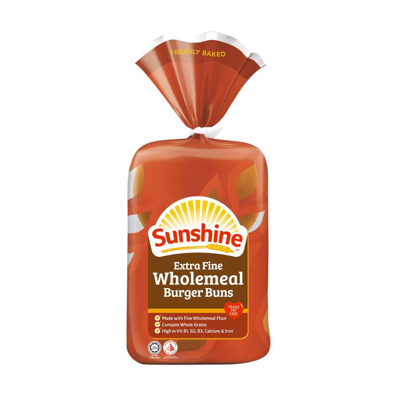 Sunshine Extra Fine Wholemeal Burger Buns, 220g