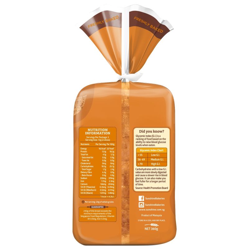 Sunshine Low Sugar Smart Card Low GI Bread, 360g