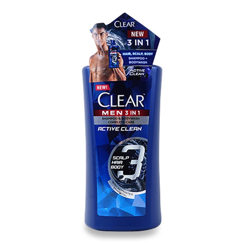 Clear Men 3 in 1 Shampoo & Bodywash Active Clean 630ml