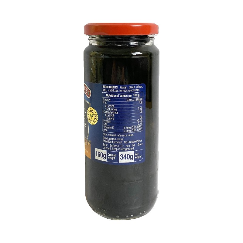 Borges Pitted Black Olives, 340g