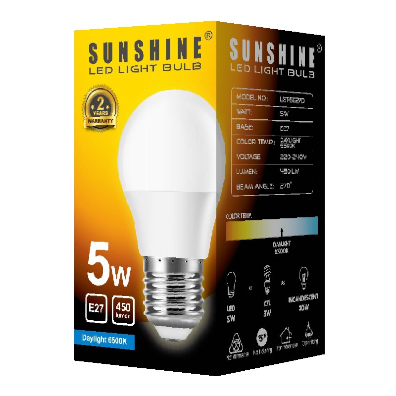 Sunshine LED 5W E27 Daylight 1PC