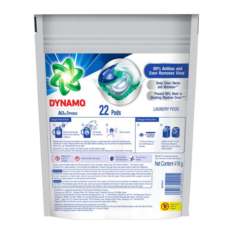Dynamo Perfect Clean All in 1 22 Pods Refill 418G