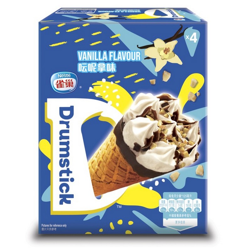 Nestlé Ice Cream Drumstick Cone Vanilla Flavour 4 x 125ML