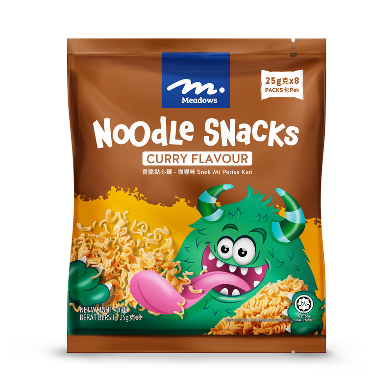 Meadows Curry Flavour Noodles Snacks 8 x 25g