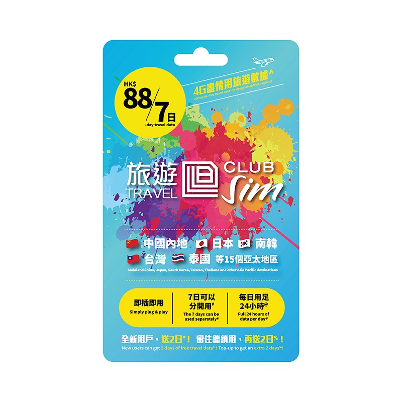 Club Sim 7天旅遊數據卡 1PC