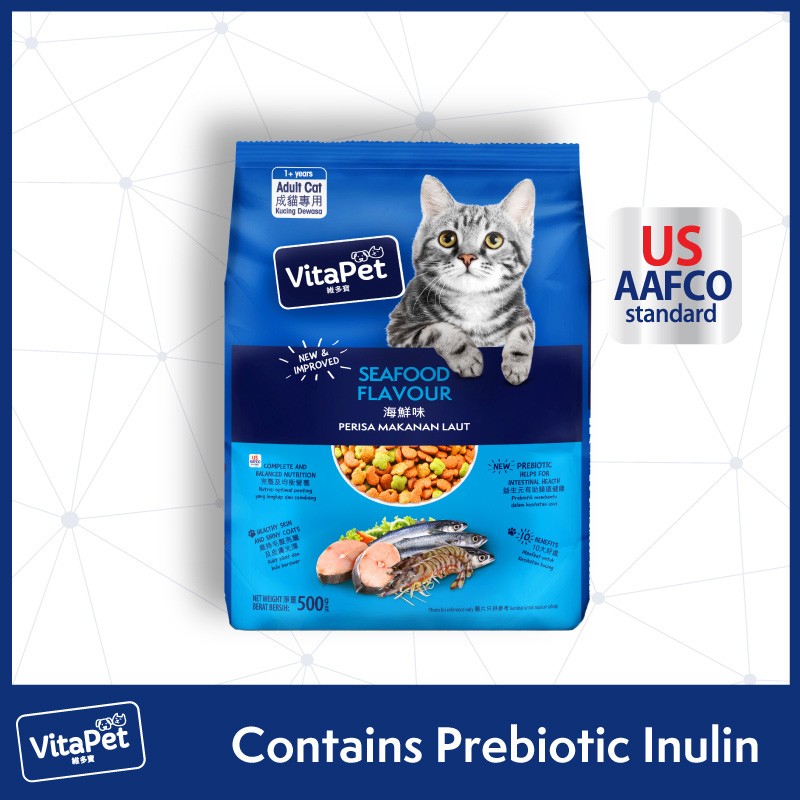 Vitapet Adult Cat Food Seafood Flavour 500GM